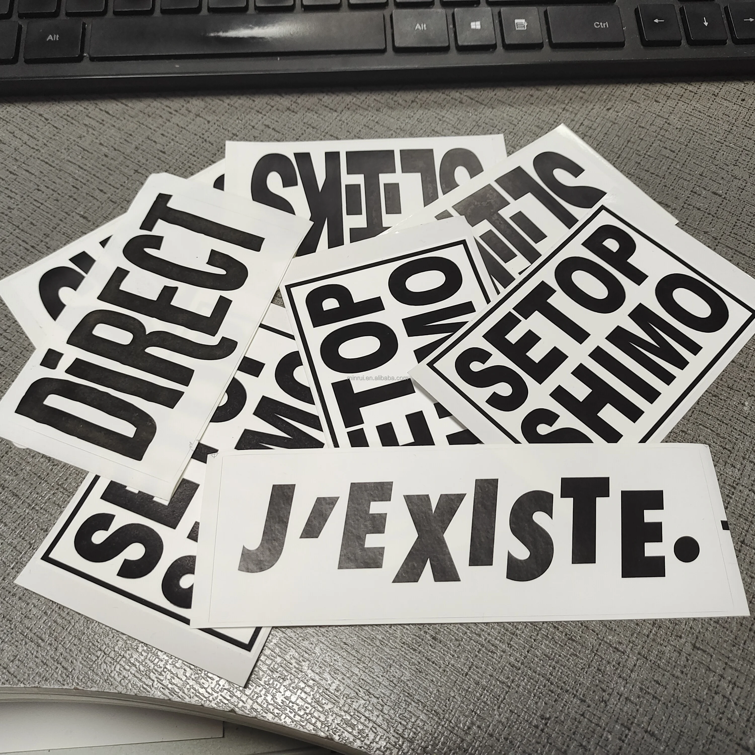 White Fragile Paper Letter Design Printing Black Simple Stickers - Buy ...