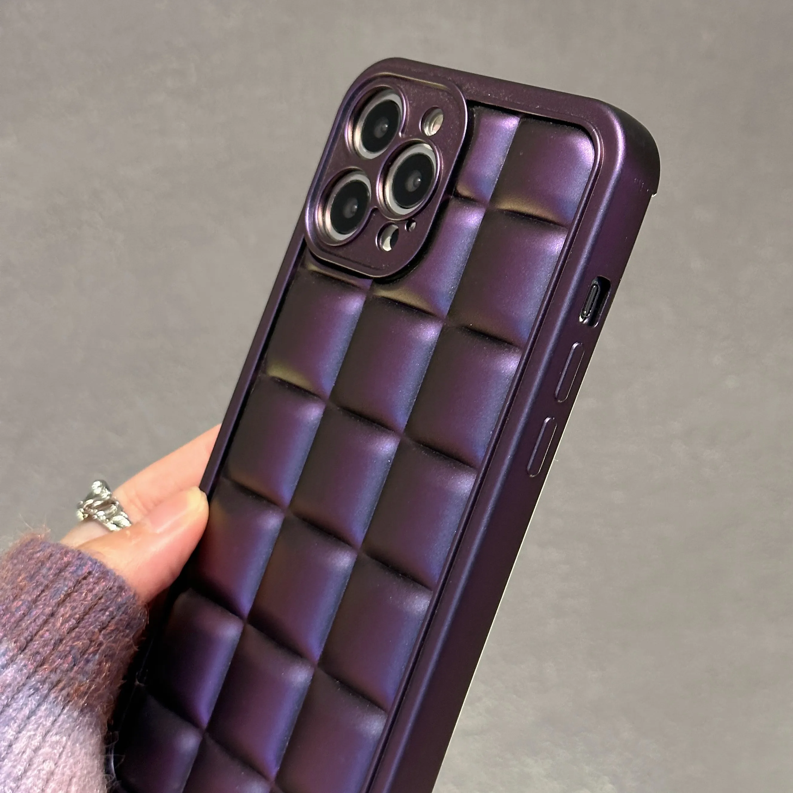 Dark Purple Electroplated Three-dimensional Pattern Shockproof Mobile ...
