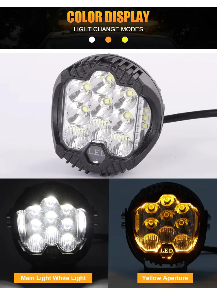 Hot Sale Three-Sided Round Off-Road Auxiliary LED Car Headlight 3.5 5 7 ...