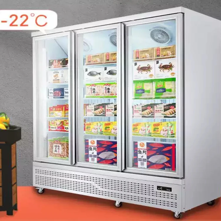 Supermarket Glass Door Ice Cream Showcase Commercial Display Frozen ...