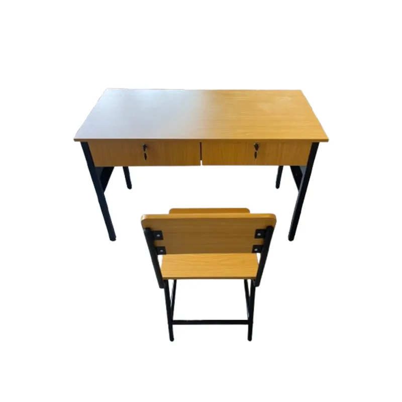 Philippine Wooden Double Drawer Teacher Desk & Chair Set