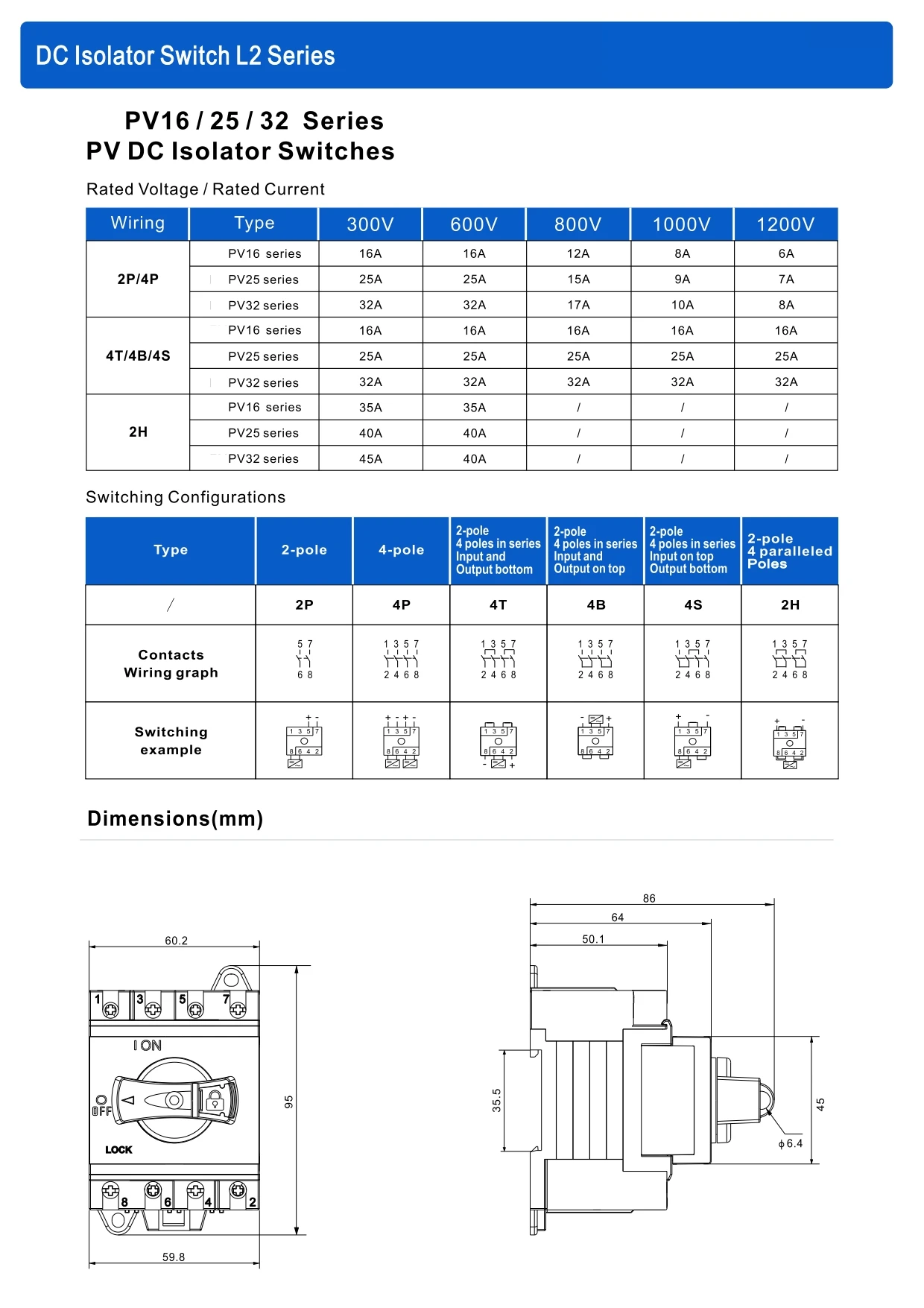 Sgpv16-l2 16a 15kv Electrical Isolator Switch Pv Solar Dc Disconnector ...
