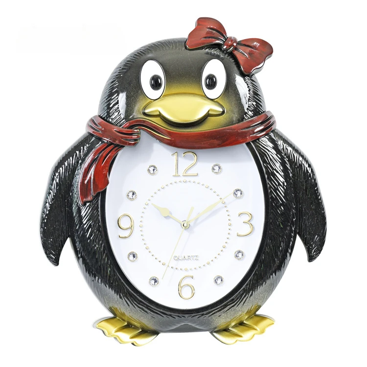 Modern Creative Cartoon Penguin Shape Wall Clock Plastic Home ...