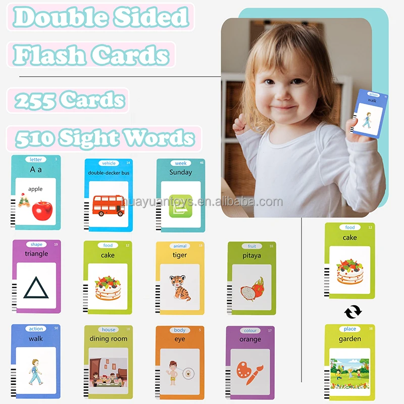 Montessori Autistic 224 Sight Words Talking Flash Cards Small Kids LCD ...