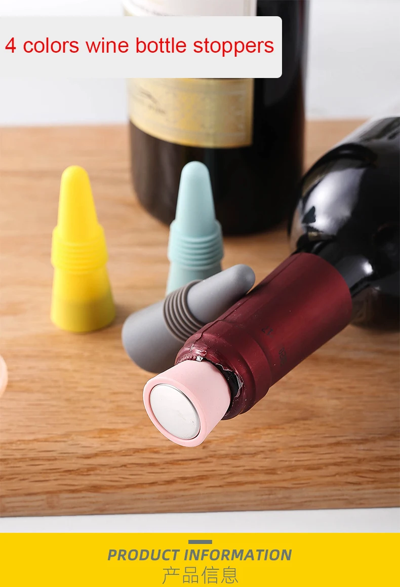 Wine Stoppers Beverage Bottle Sealer Soft Silicone Wine Bottle Stoppers ...