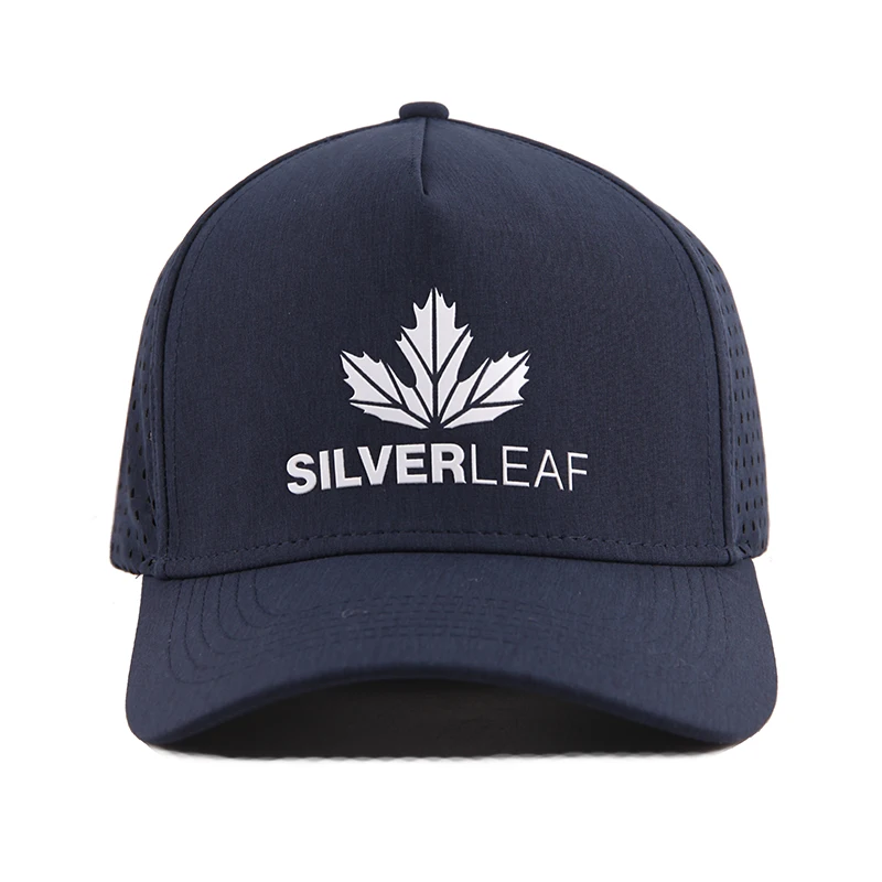 Custom 5 Panel Rubber Patch Logo Baseball Cap Waterproof Laser Cut ...