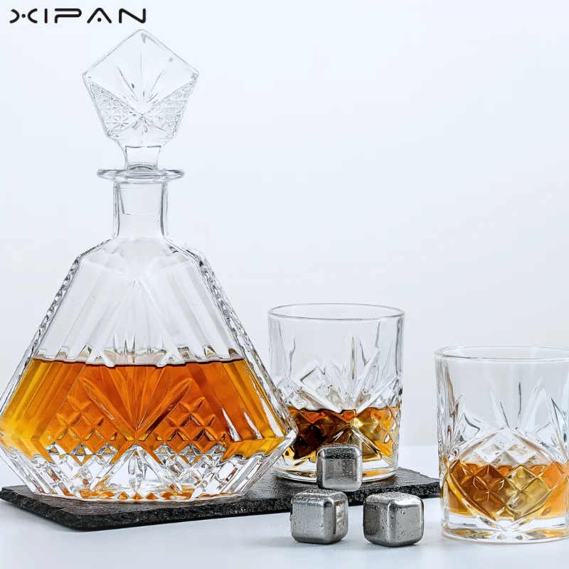 Xipan Elegant Luxury Retro Whiskey Bottle Decanter Wine Glass Gift Box ...
