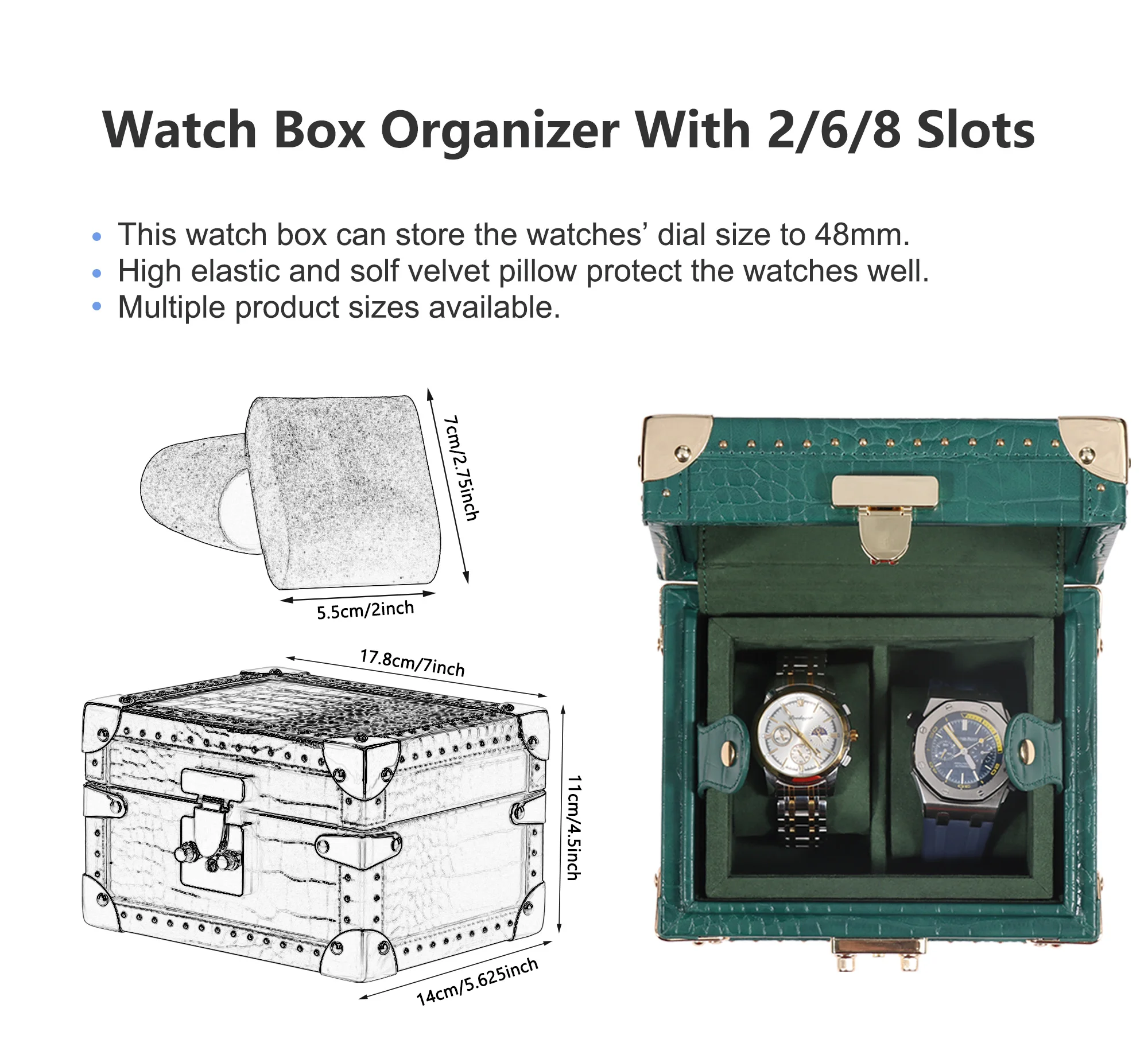 Luxury Custom Crocodile Grain Leather Watch Box Case