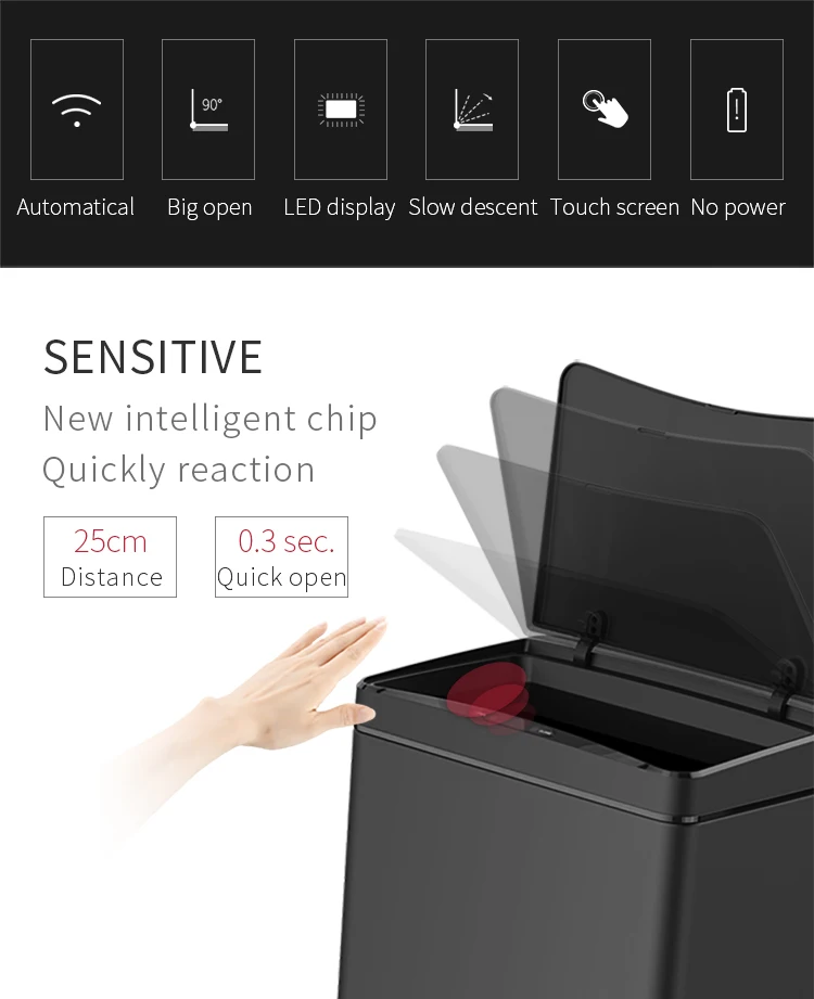 13gallon 50l Sensor Touchless Automatic Garbage Intelligent Kitchen ...