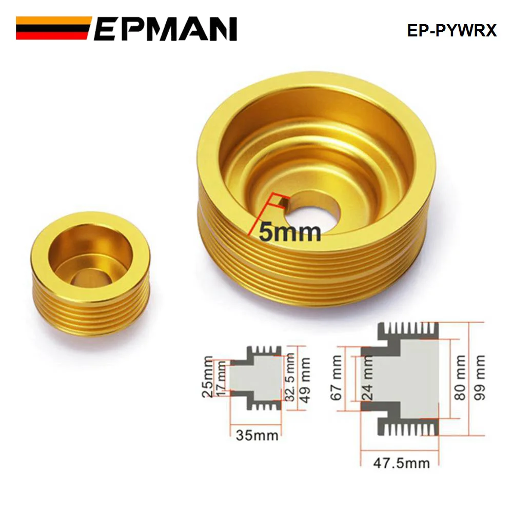 Epman Underdrive Billet Light Weight Crank Pulley Golden For Subaru Wrx ...