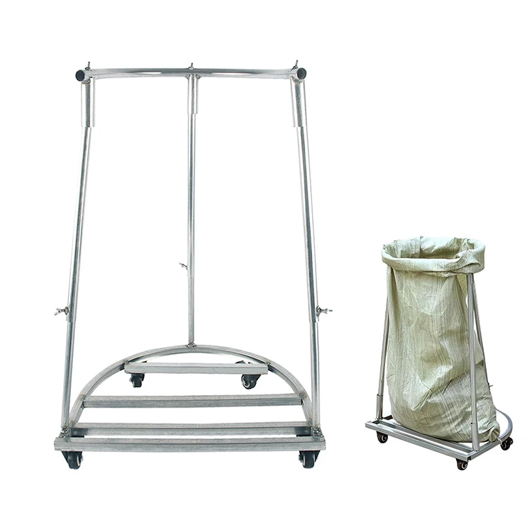 JH-Mech Trash Bag Holder Stand With Wheels Large Capacity Silver Powder ...