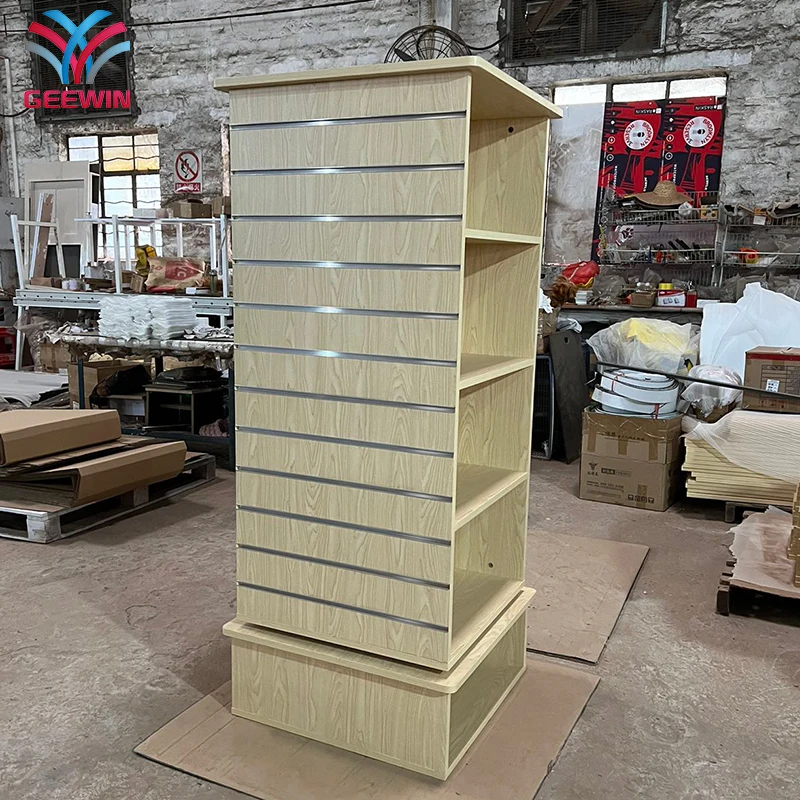 Slatwall Display Spinner Wood Display Stands Rotating Mdf Display Rack ...