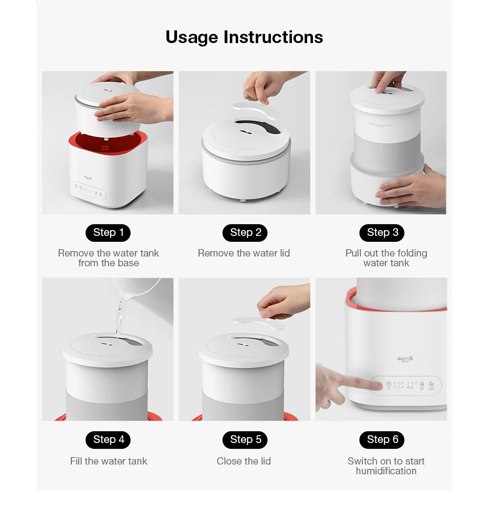 3l Folding Portable Mini Deerma Air Humidifier Dem-f235 Fog Constant ...