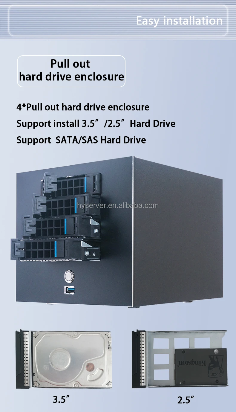 4 Bays Mini-Itx Form Computer Storage Server Case - HY-NAS4