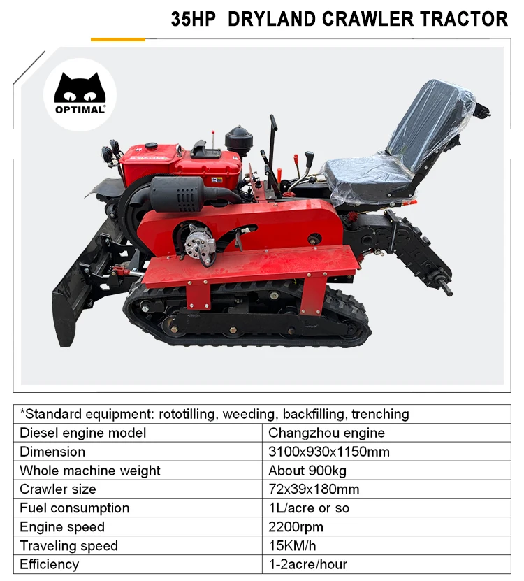 Farm Orchard Paddy Field Crawler Tractor Mini Tractor For Farming With Rotary Tiller Plow - Buy ...