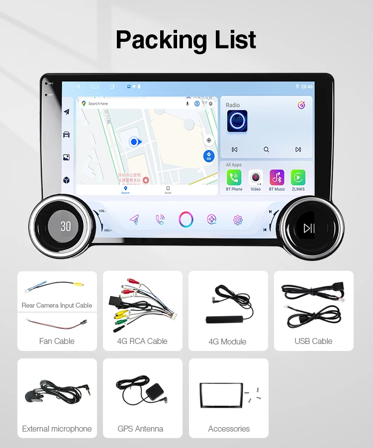 10 Inch Android Car Radio Dual Knob Diamond Car Stereo 8 Core Carplay ...