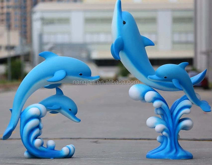 Life Size Realistic Cartoon Dolphin Statue for Outdoor