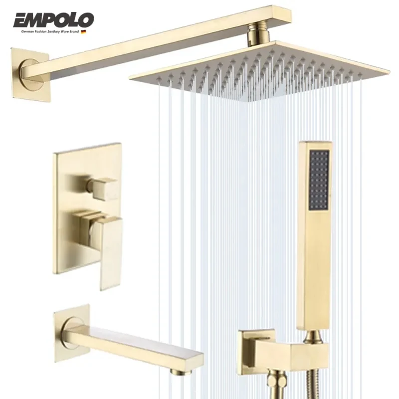 Empolo cUPC Gold Plated Sink Brass Wall Mounted Faucets Rainfall Water ...
