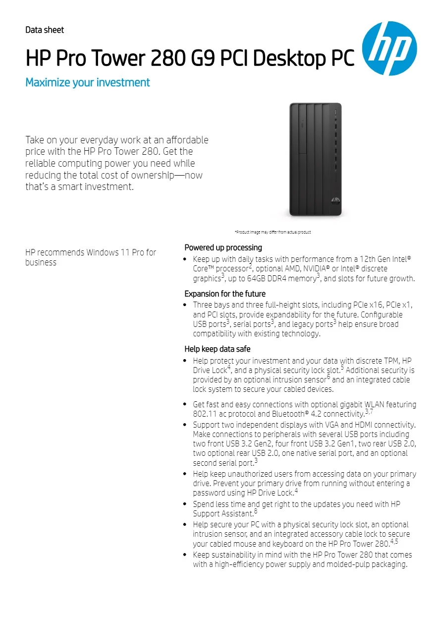 HP Desktop 280G9 MT Commercial Desktop Office Computer Single Host ...