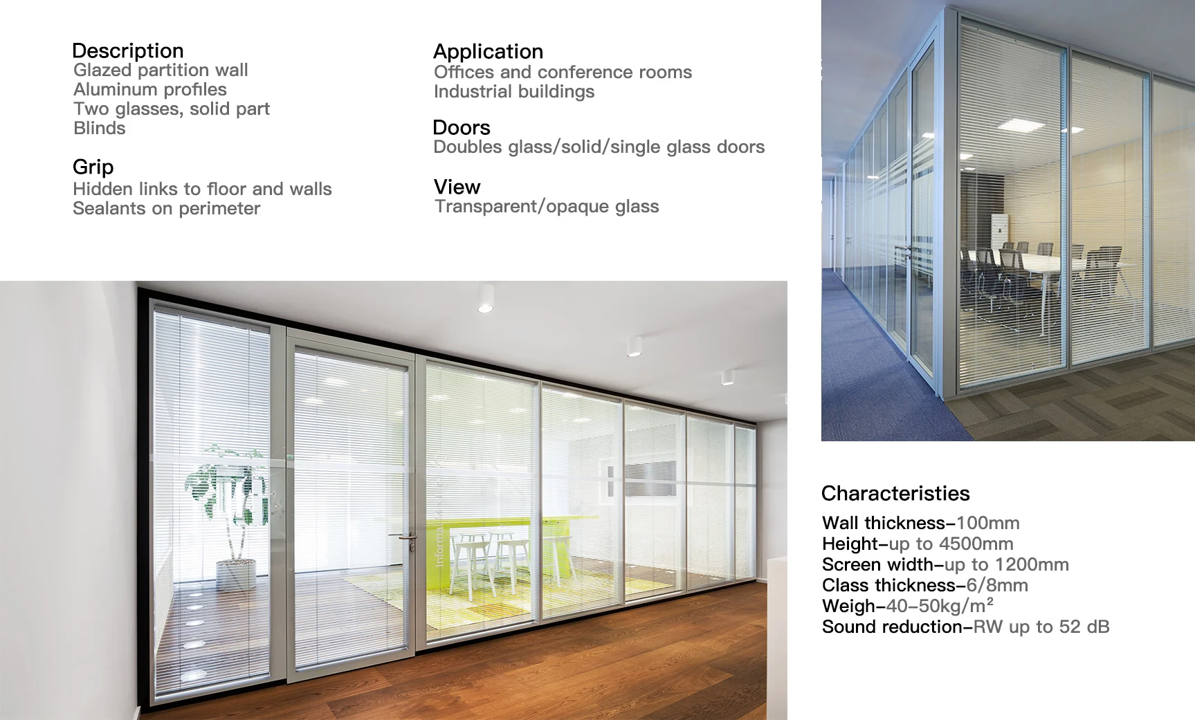 Soundproof Frameless Glass Partition - Curved Office Wall