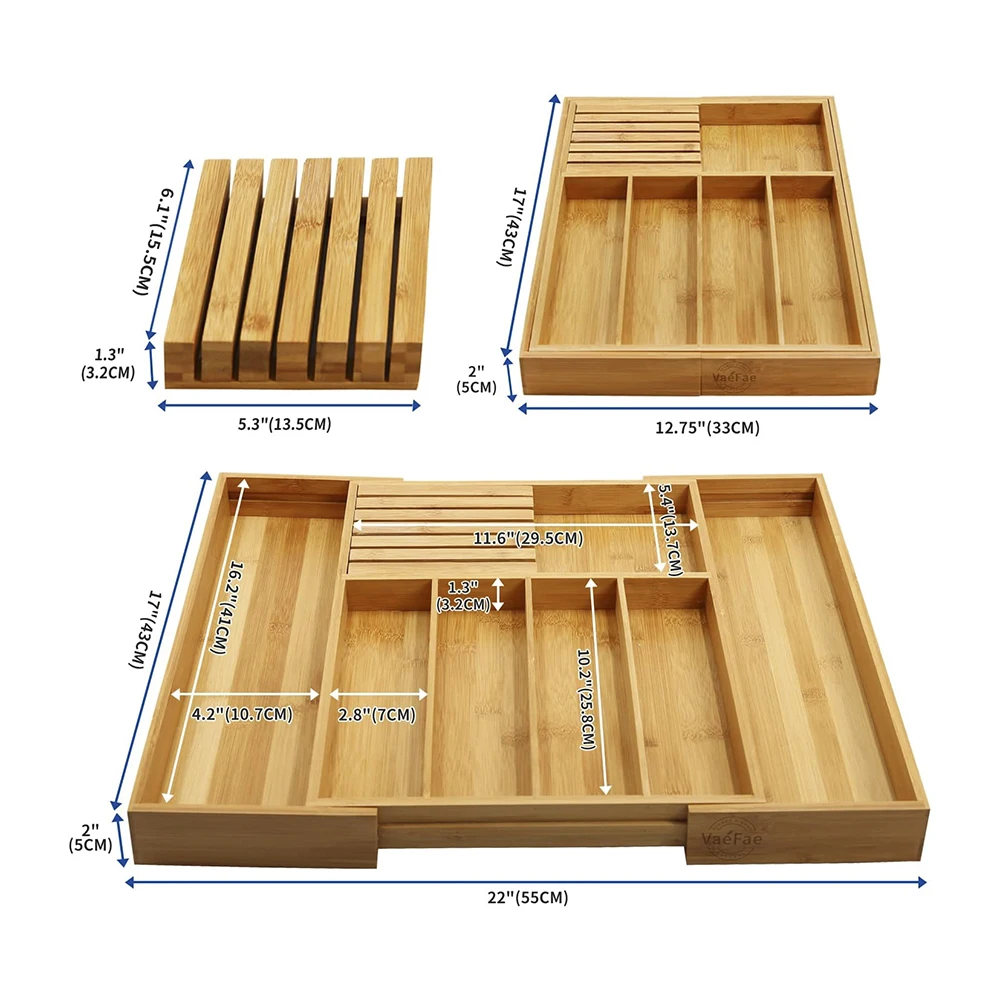 Bamboo Expandable Drawer Organizer Silverware Organizer Bamboo Cutlery ...