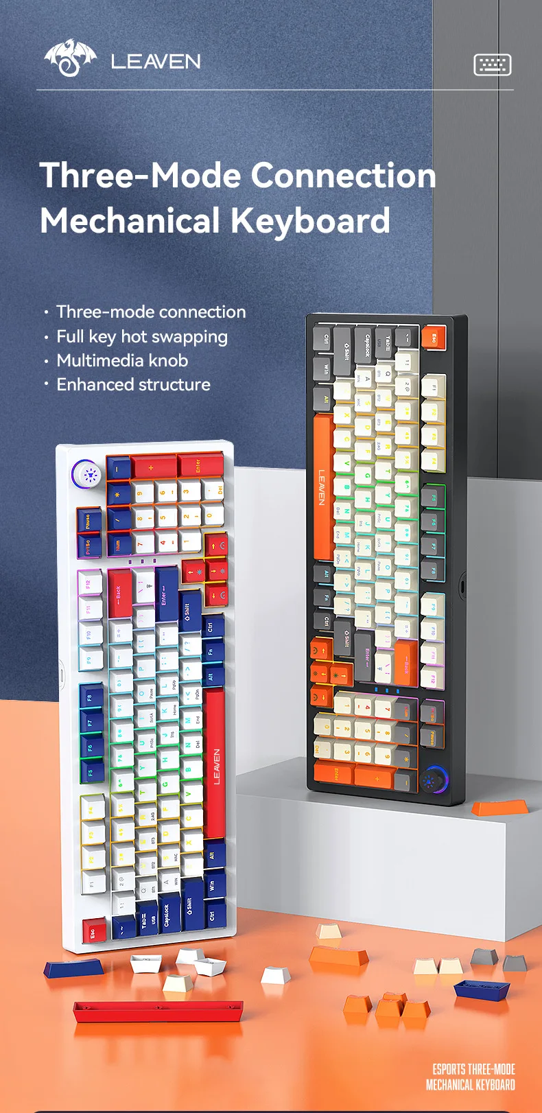 H96 Three Mode Mechanical Keyboard - Custom RGB Gaming