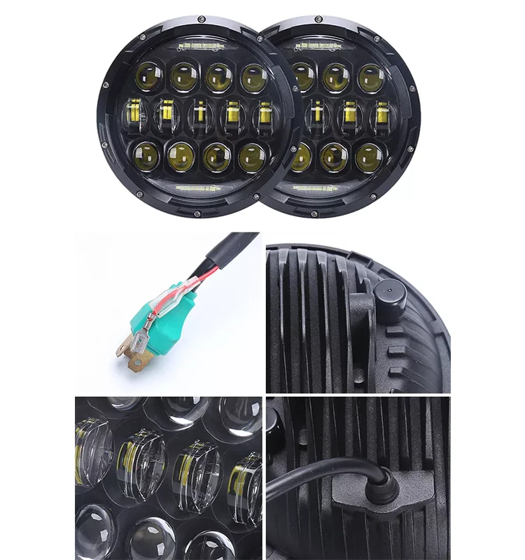 Jhs Waterproof Round 7 Inch Led Headlights High Low Beam 75w Led Headlight For Jeep Offroad Car ...