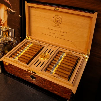 Luxury Fingerprint Lock Cigar Box With Humidifier And Hygrometer Cedar ...