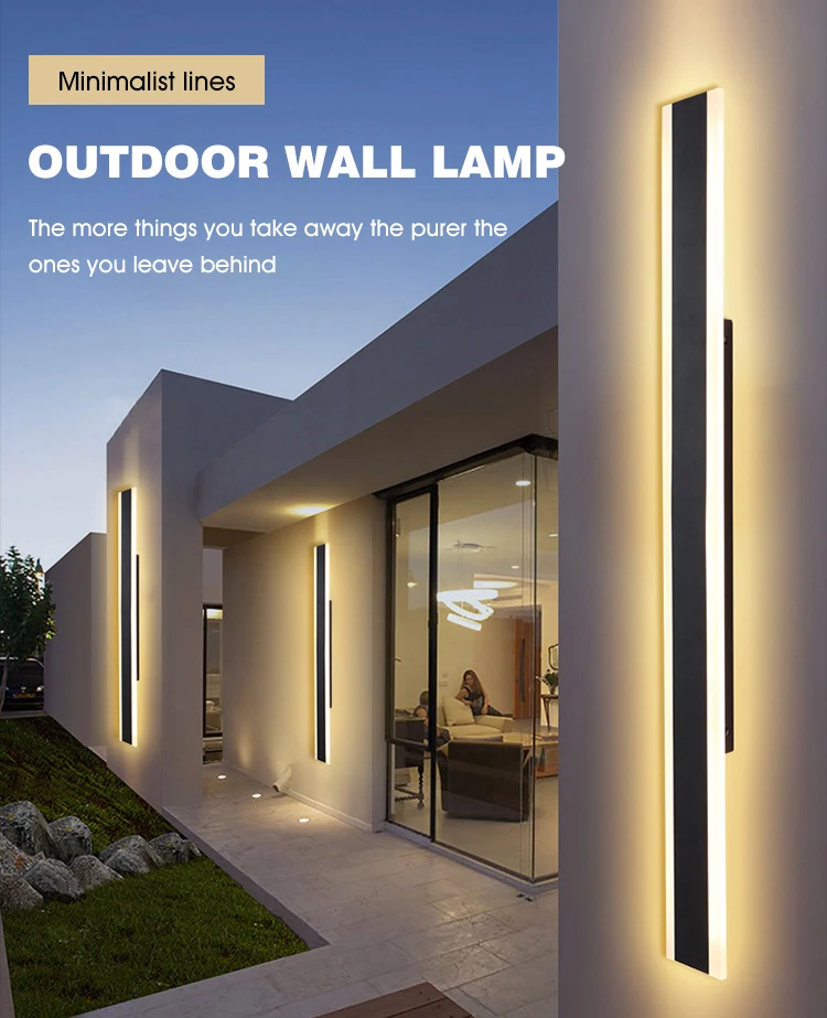 Ip65 Waterproof Acrylic Exterior Linear Strip Wall Lamps