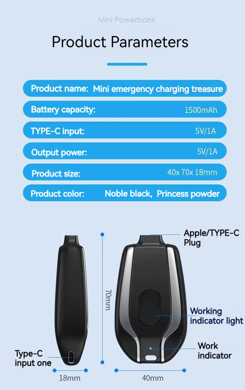 New Design Lightweight Mini Usb Charger 1500mah Small Emergency Power ...