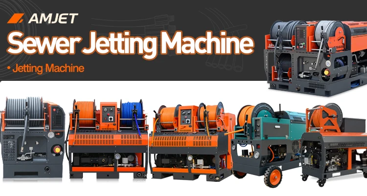 AMJET 180bar 65lpm Sewer Drain Flushing Jetting Machine 75m 1/2'' Hose ...