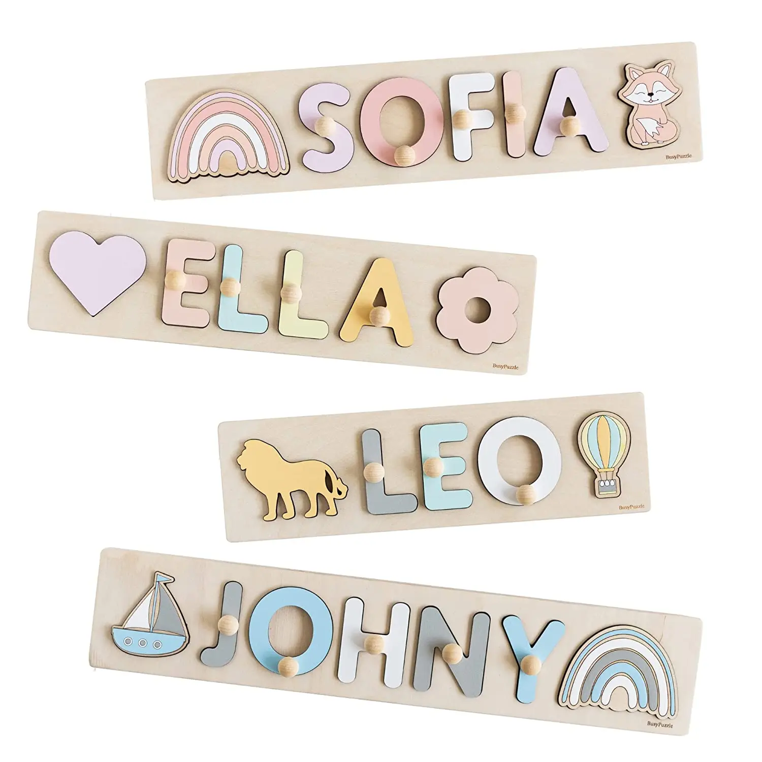 Personalized Wooden Name Puzzle With Pegs For Baby 1st Birthday Present ...