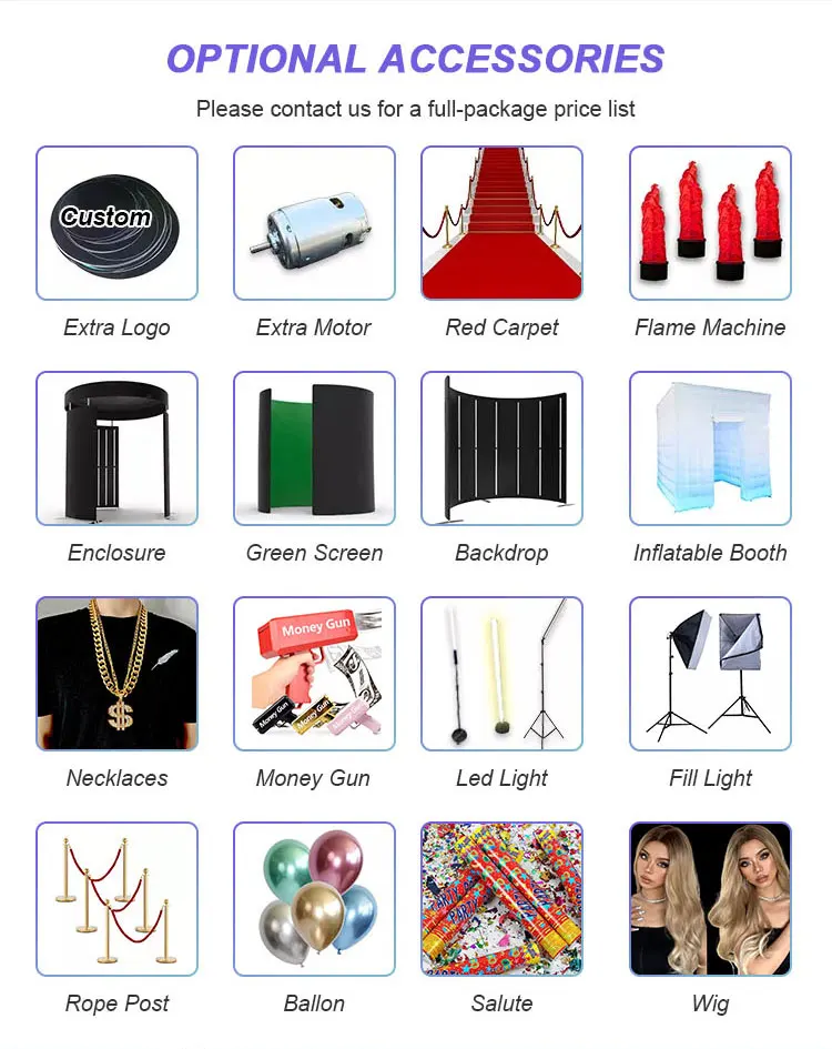 360 Video Booth For Photo Booth Rental Led Tempered Glass Free Custom ...