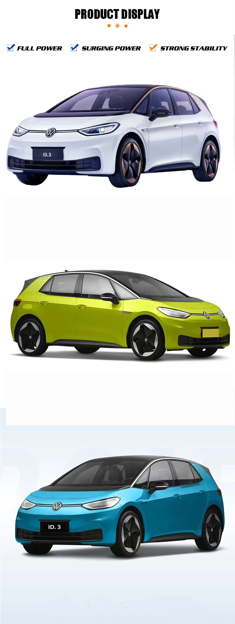 Small Electric Vehicle Vw Id 3 Volks-wagen Id3 Model 2022 Lhd Battery ...