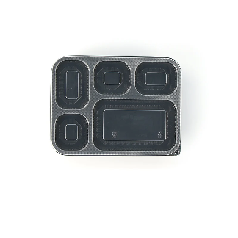 5 Compartment Plastic Bento Lunch To Go Box Disposable Food Containers ...