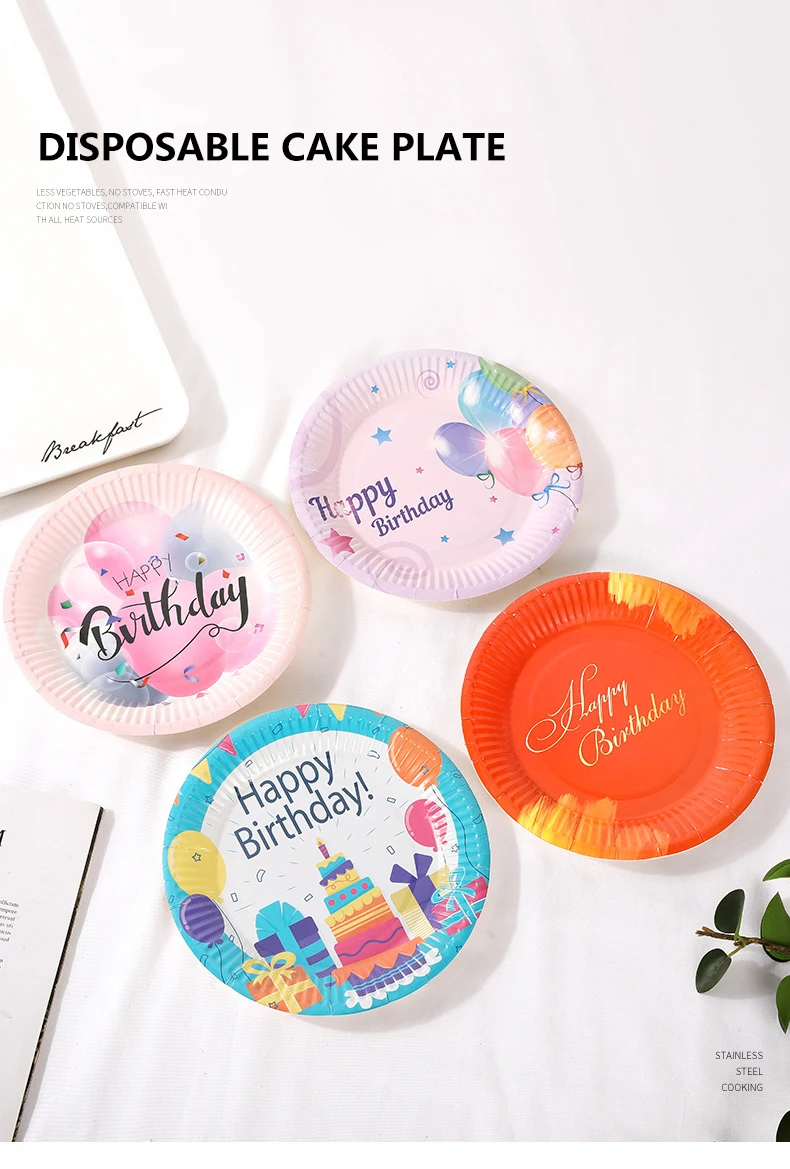 7 Inch Paper Plate Color Party Disposable Cake Plate Birthday Party ...