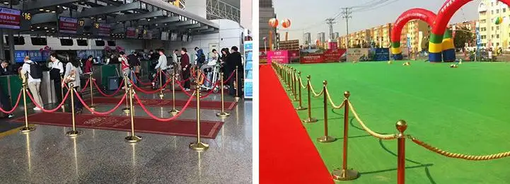 Black Gold Bollard Queue Management - Stainless Steel