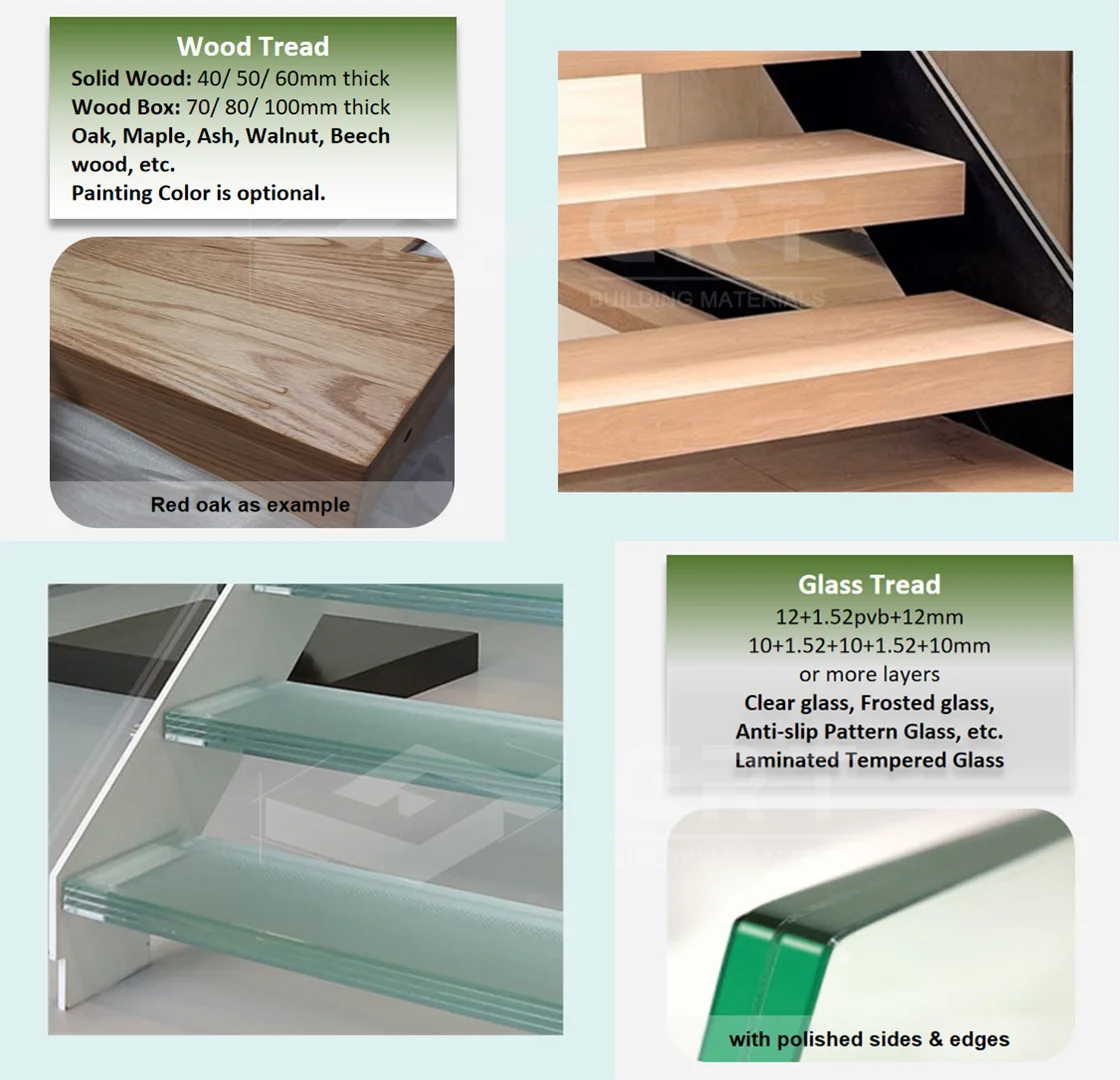 Stainless Steel U Channel Stringer Beam Stairs Steel Wood Staircase