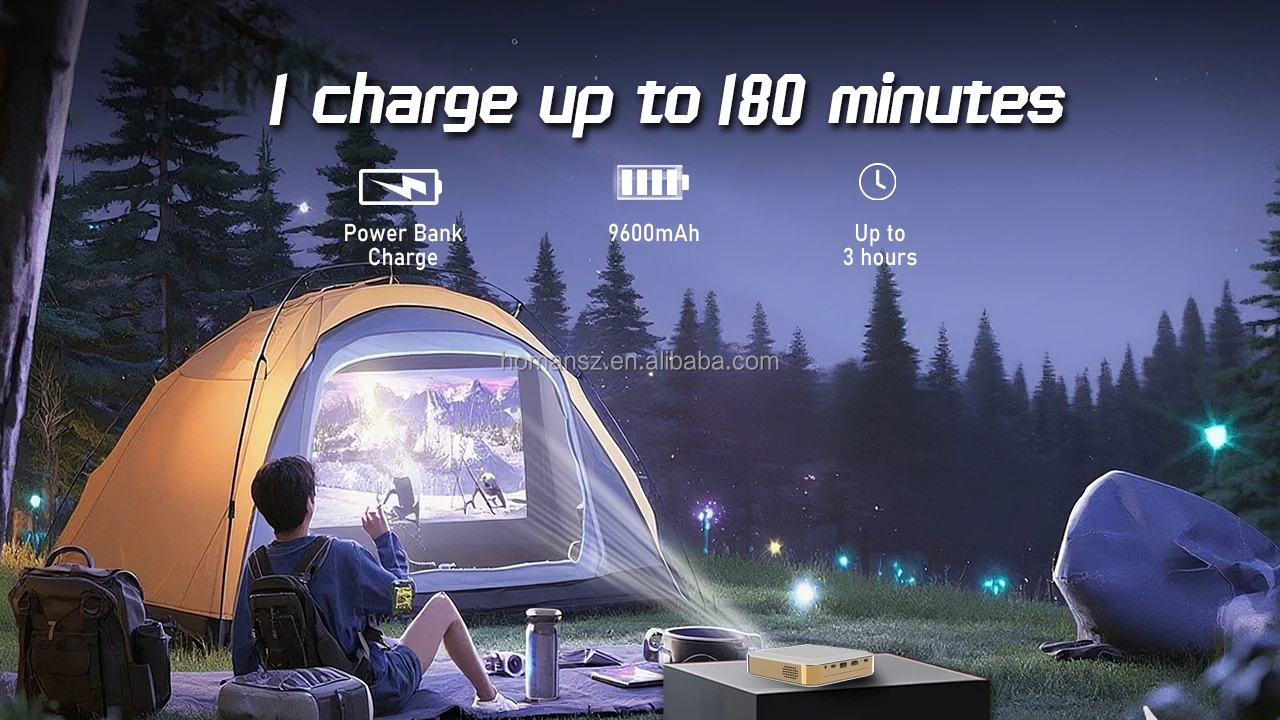 Outdoor 4K Home Theater Projector Portable Mini DLP with Wireless ...