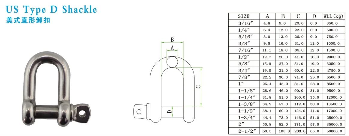 Adjustable Stainless Steel Bow/dee Anchor Shackle With Screw Pin Chain ...