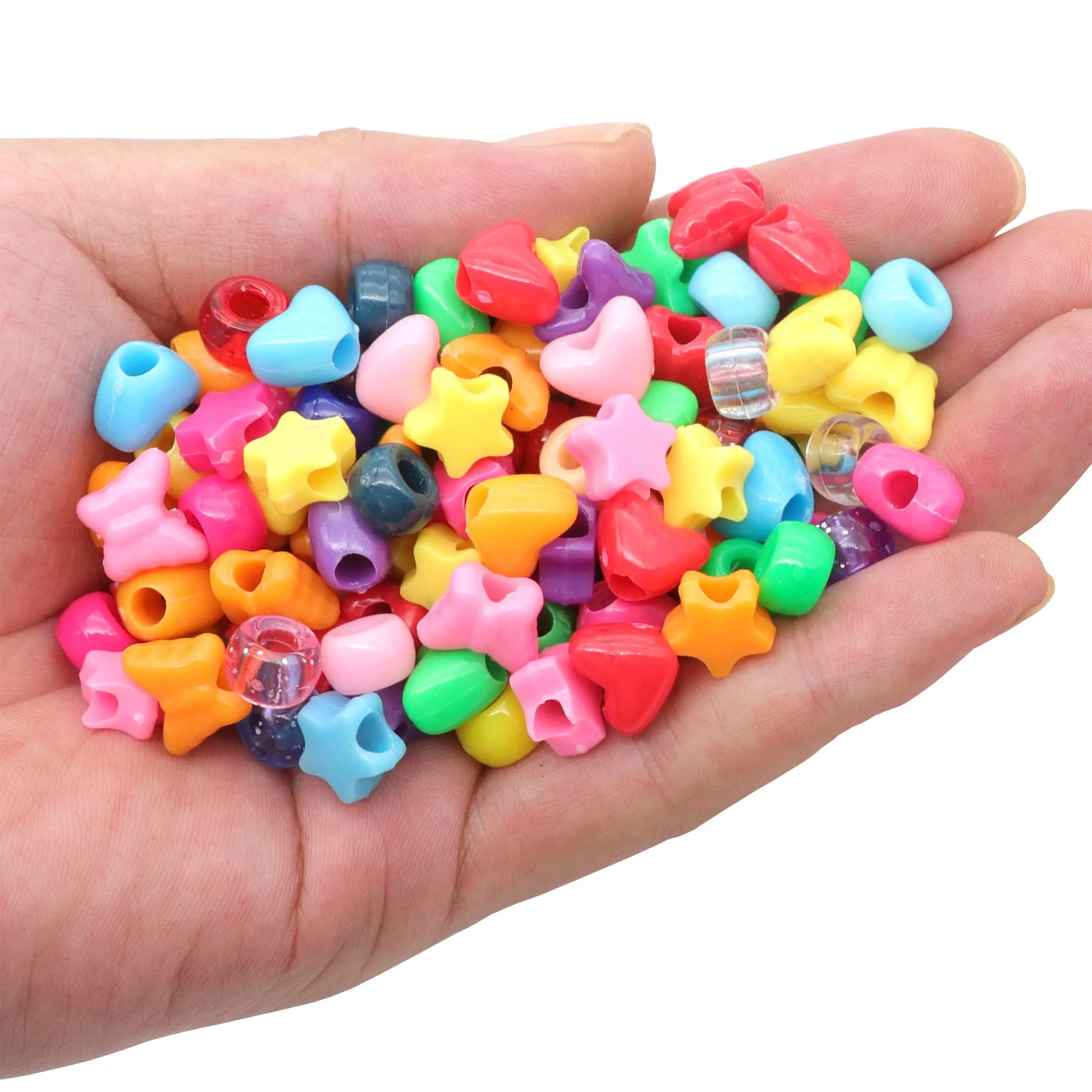 Supply Multi-Colored Plastic Craft Perforated Beads Bulk Rainbow Hair ...