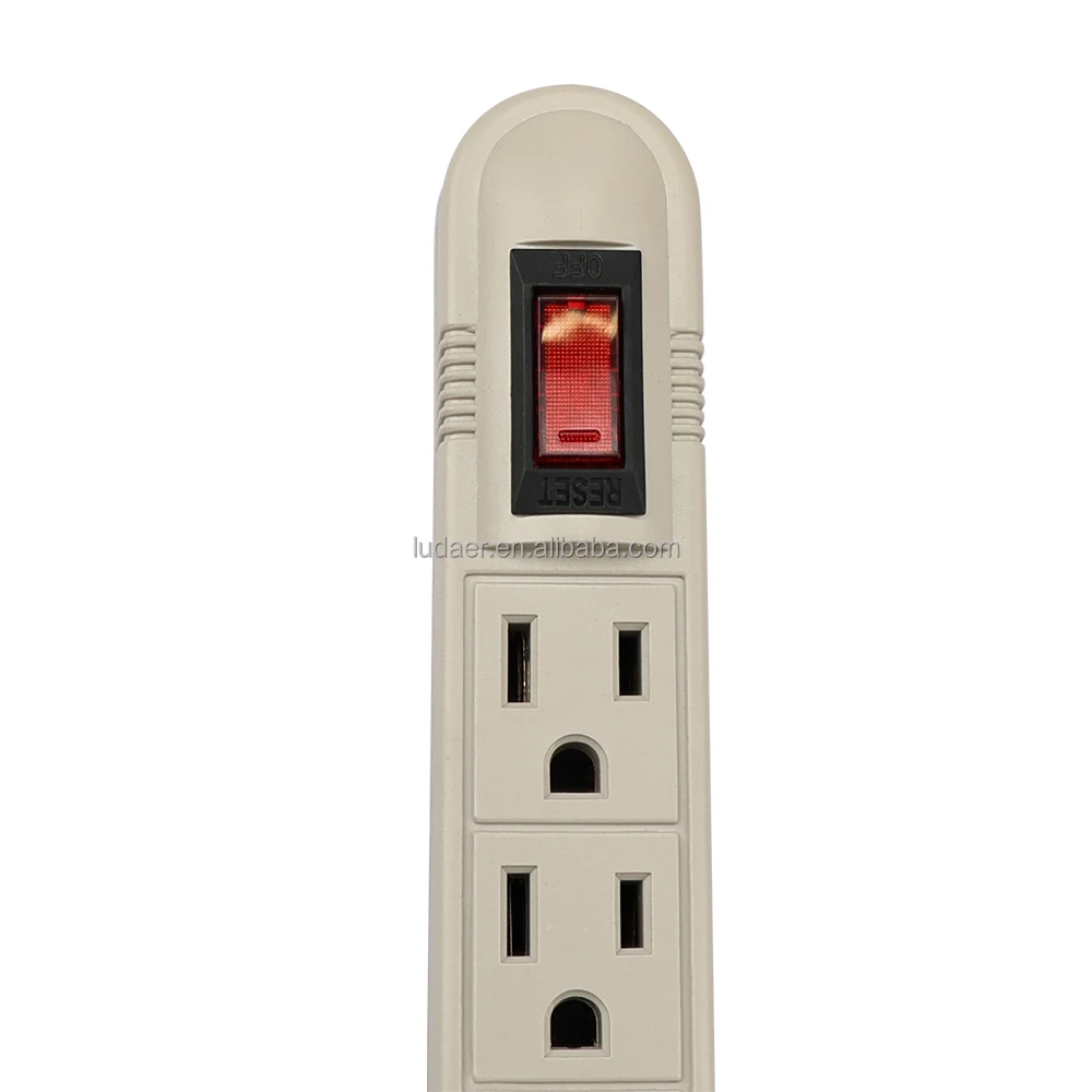 Basic 2 Way Universal Electrical Braided Power Strip Beige Flat Angle ...