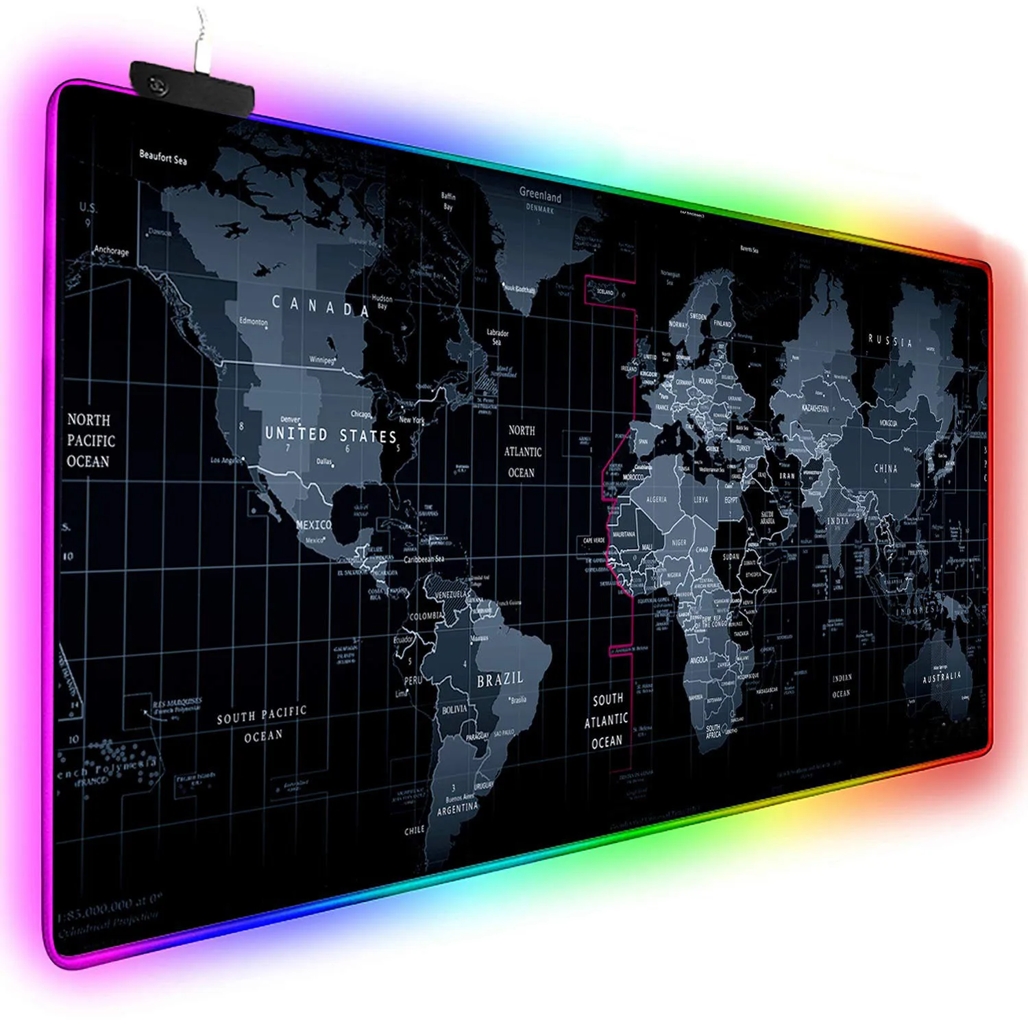 Customized World Map Design Lighting Rgb Luminous Led Gaming Desk ...