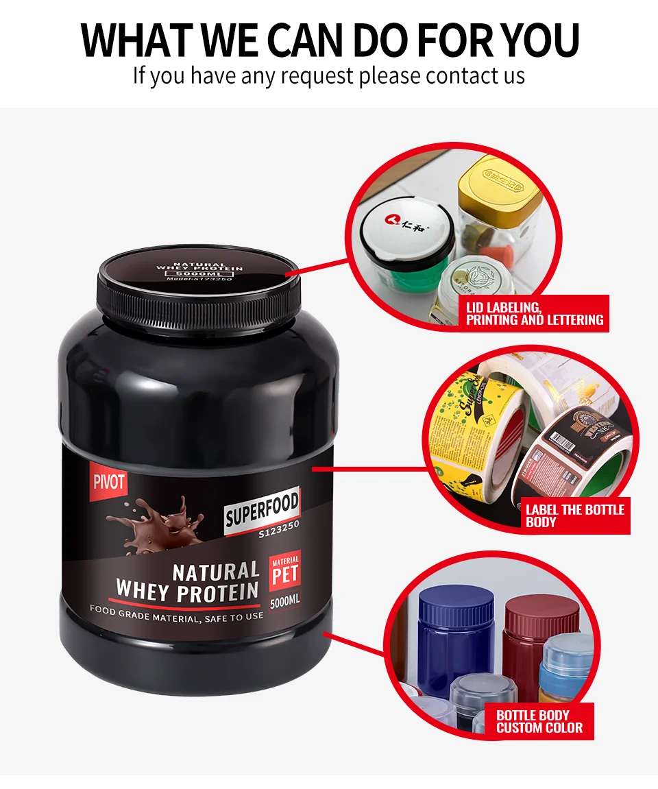 Supplement Bottle - Black Protein Powder Container