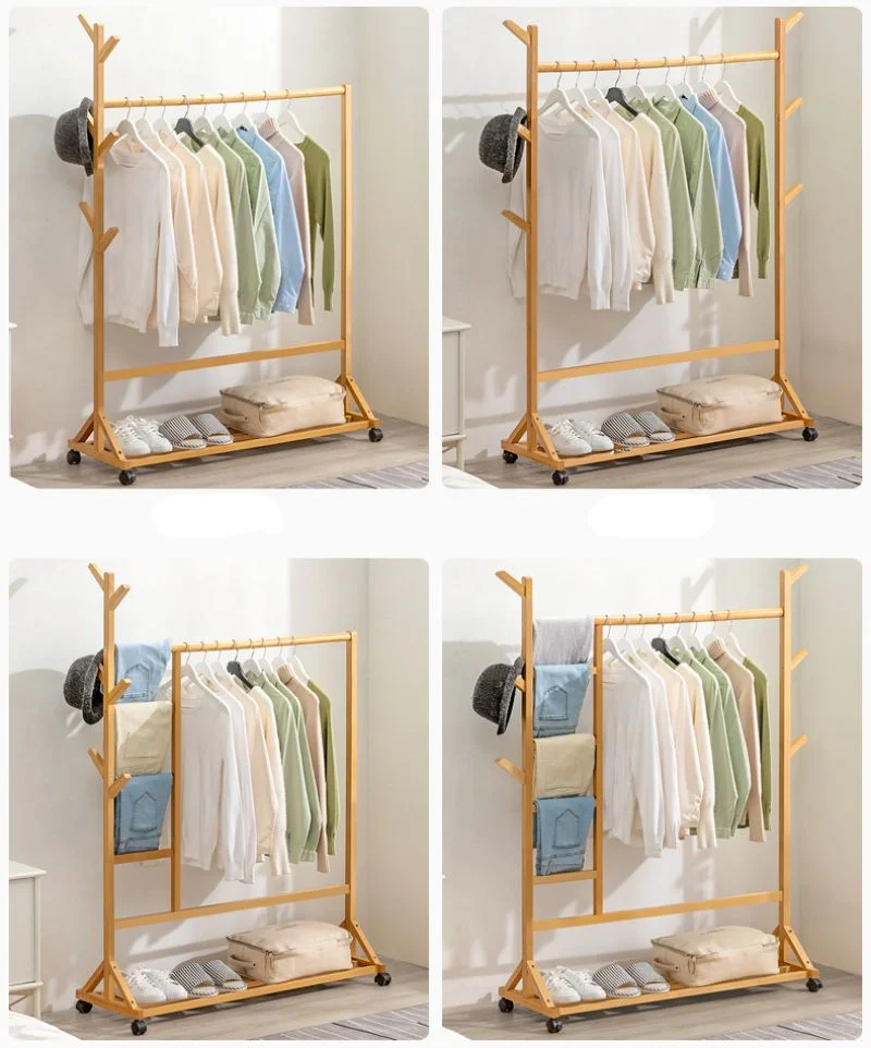 New Design Bedroom Clothes Rack Wooden Foldable Garment Shelf Organizer ...