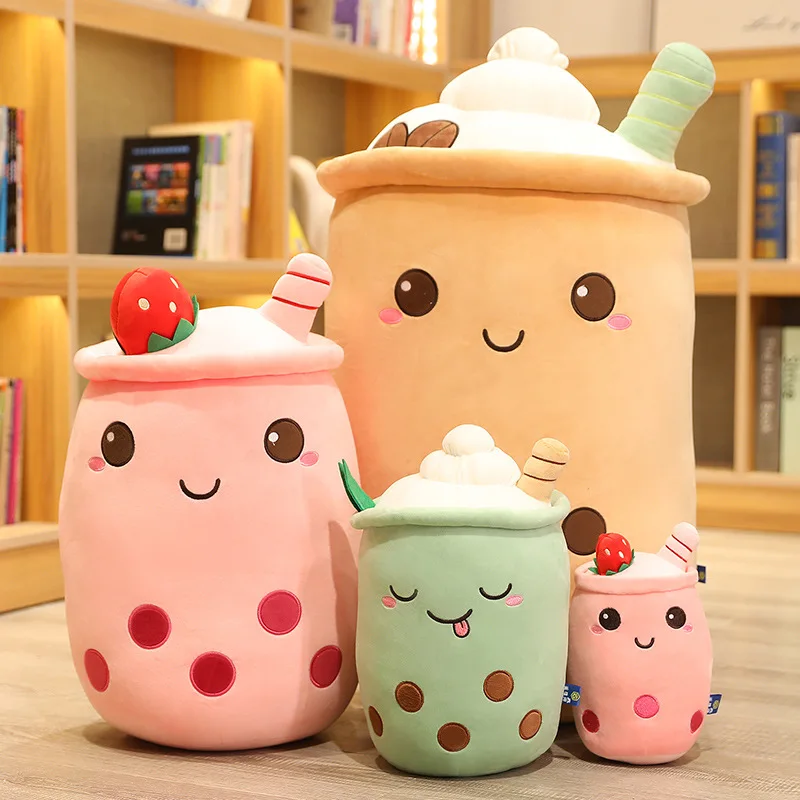 Cute Soft Bubble Boba Milk Tea Cup Shaped Pillow Plush Stuffed Pearl ...
