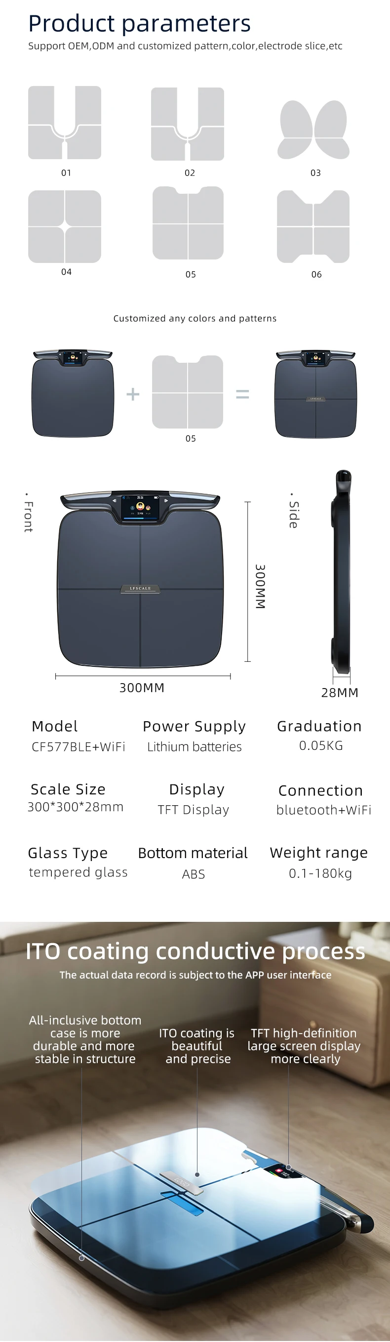 Tft Screen Ito Tempered Glass Electronic Weight Bathroom Scales 8 ...