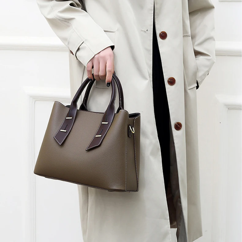 New Trendy PU Leather Women's Crossbody Handbag Button Closure Large ...