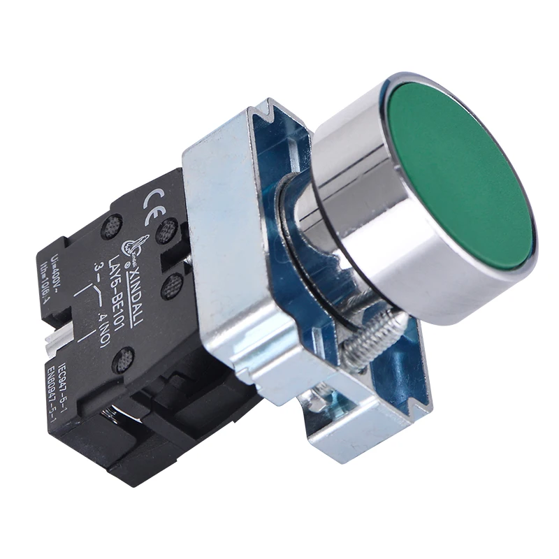 LAY5-BA31 22mm Waterproof Self-Reset NC NO Green Button