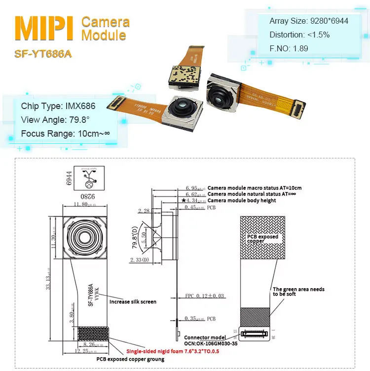 휴대폰 카메라 모듈 108mp 64mp 48mp Imx586 Imx686 S5khmxsp03 센서 미니 카메라 모듈 Mipi ...